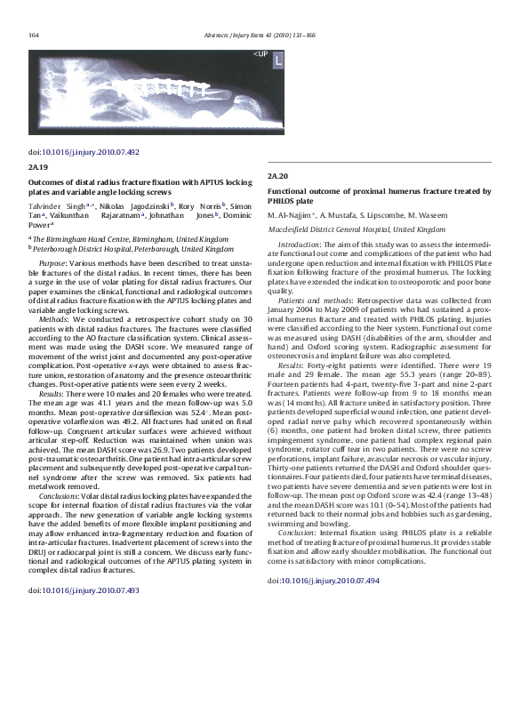 (PDF) Outcomes of distal radius fracture fixation with APTUS locking ...