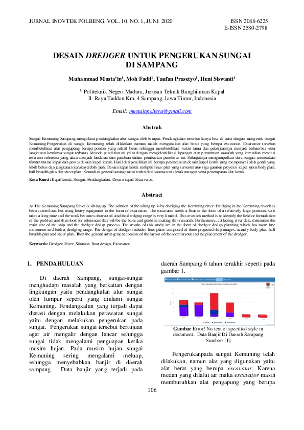 (PDF) Dredger Design for River Dredging in Sampang