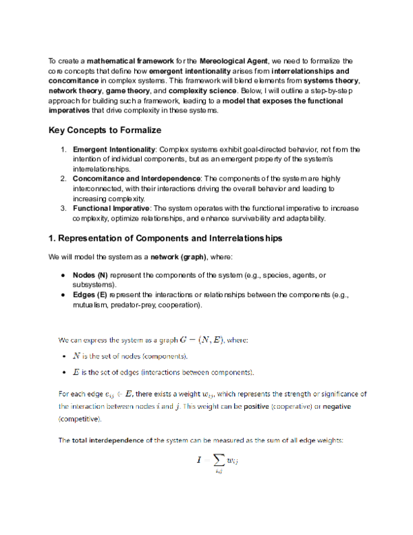 (PDF) Mathematical Framework For The Mereological Agent