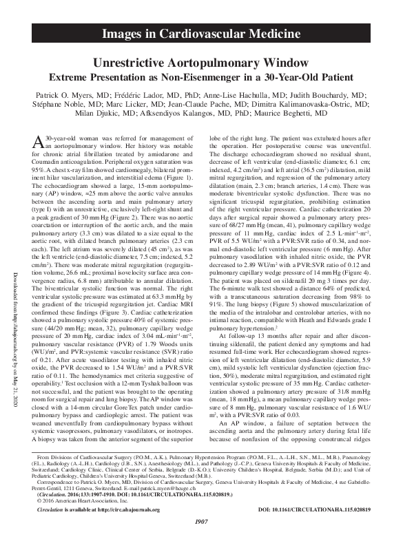 (PDF) Unrestrictive Aortopulmonary Window
