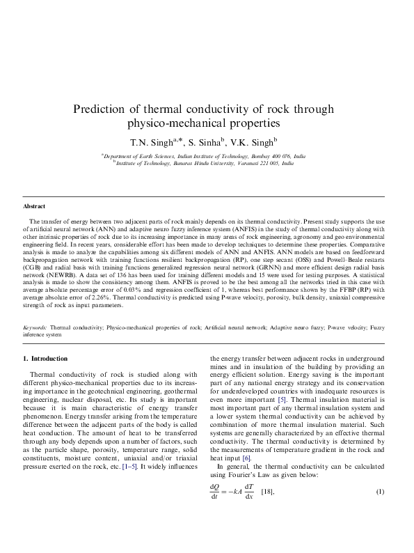 (PDF) Prediction of thermal conductivity of rock through physico ...