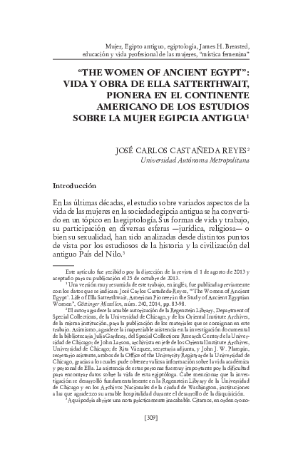 (PDF) “The Women of Ancient Egypt”: vida y obra de Ella Satterthwait ...