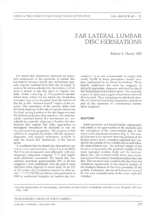 (PDF) Far Lateral Lumbar Disc Herniations