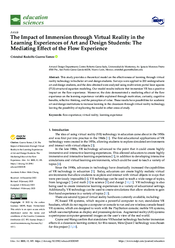 (PDF) The Impact of Immersion through Virtual Reality in the Learning ...