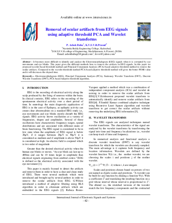 (PDF) Removal of Ocular Artifacts from EEG Signals Using Adaptive Threshold PCA and Wavelet ...
