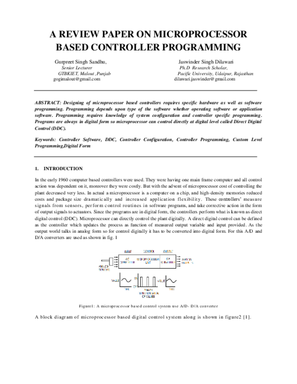 (PDF) A Review Paper on Microprocessor Based Controller Programming