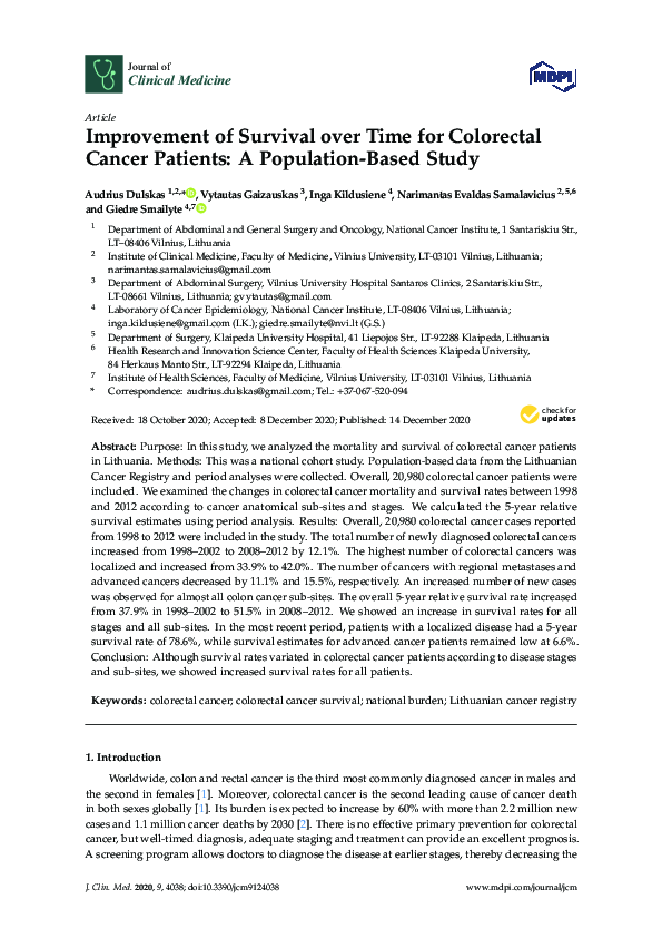 (PDF) Improvement of Survival over Time for Colorectal Cancer Patients ...