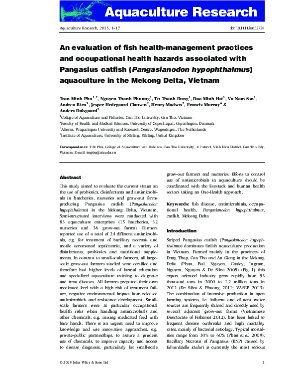 (PDF) An evaluation of fish health-management practices and ...