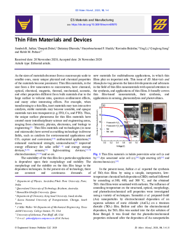 (PDF) Thin Film Materials and Devices