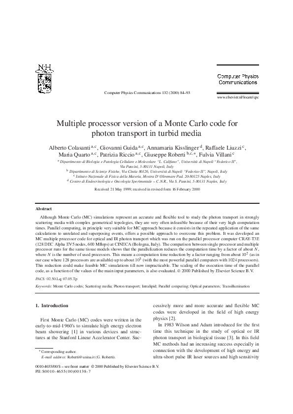 (PDF) Multiple processor version of a Monte Carlo code for photon ...