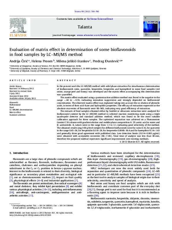(PDF) Evaluation of matrix effect in determination of some ...