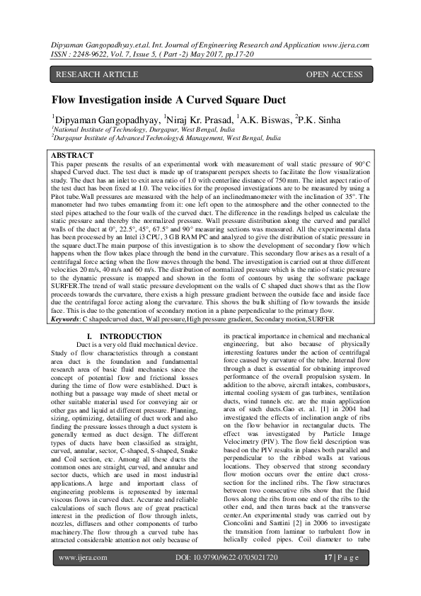(PDF) Flow Investigation inside A Curved Square Duct