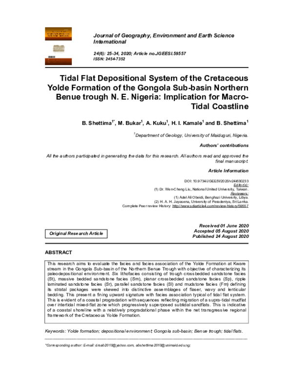 (PDF) Tidal Flat Depositional System of the Cretaceous Yolde Formation ...