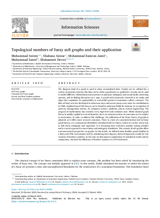 (PDF) Topological Numbers in Fuzzy Soft Graphs and Their Applications