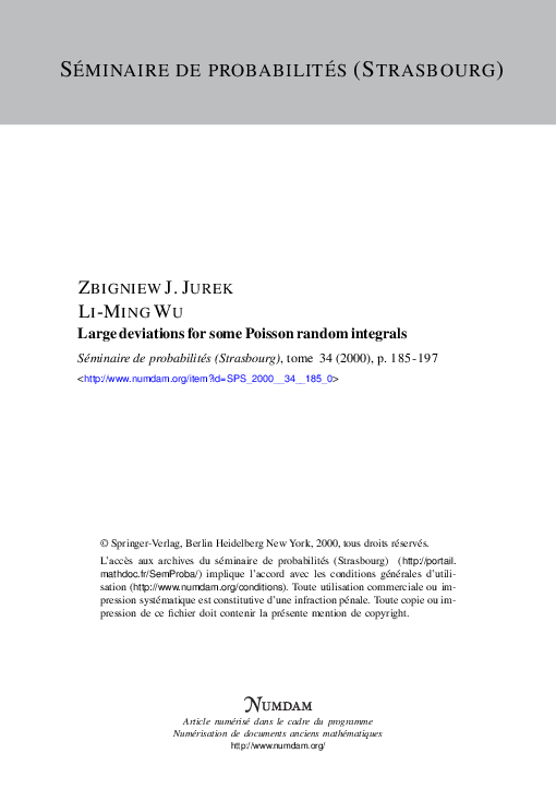 (PDF) Large deviations for some poisson random integrals