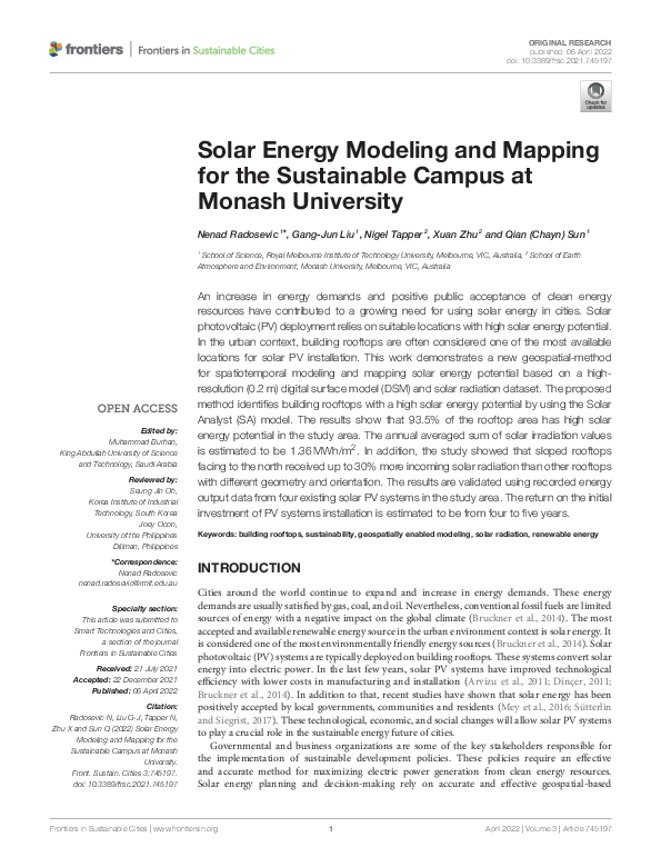 (PDF) Solar Energy Modeling and Mapping for the Sustainable Campus at ...
