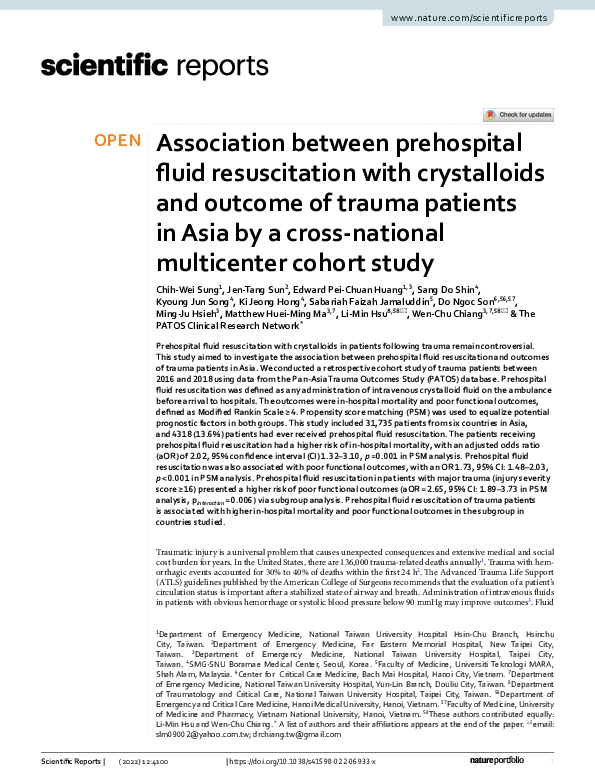 (PDF) Association between prehospital fluid resuscitation with ...