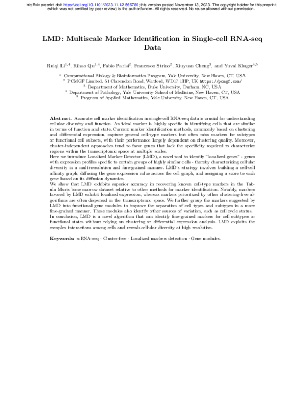 (PDF) LMD: Multiscale Marker Identification in Single-cell RNA-seq Data