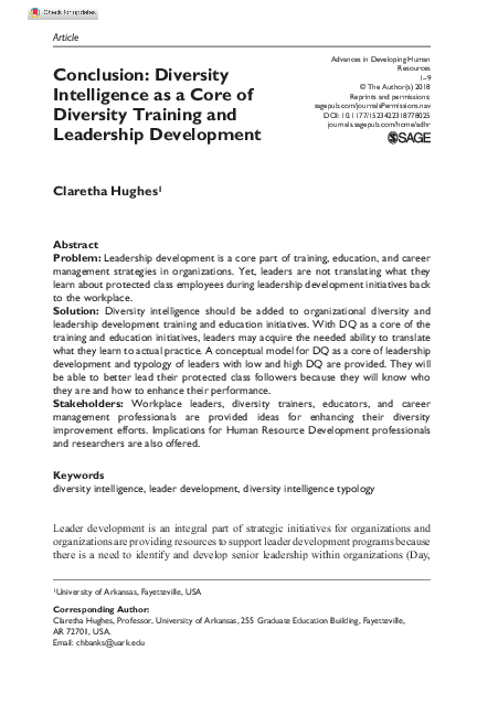 (PDF) Conclusion: Diversity Intelligence as a Core of Diversity ...