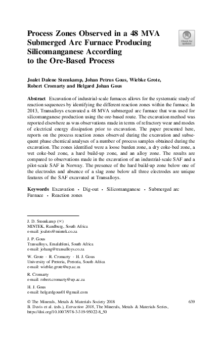 (PDF) Process Zones Observed in a 48 MVA Submerged Arc Furnace ...