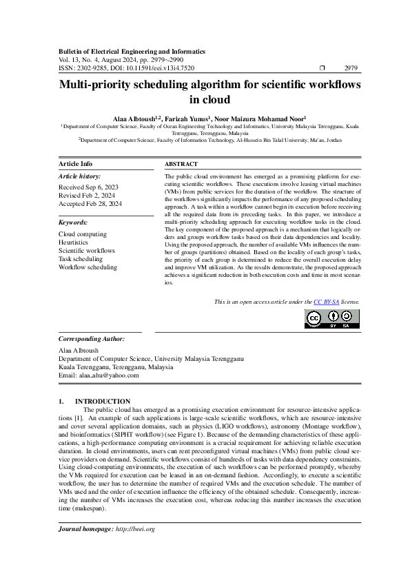 (PDF) Multi-priority scheduling algorithm for scientific workflows in cloud