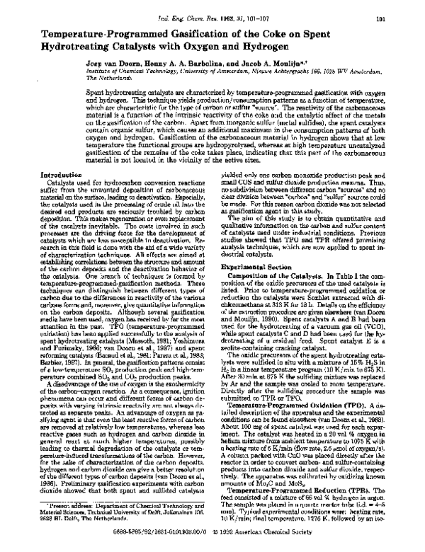 (PDF) Temperature-programmed gasification of the coke on spent ...