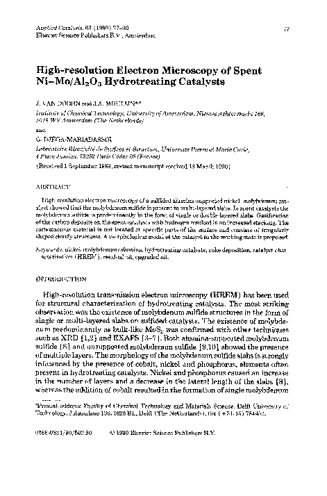 (PDF) High-resolution Electron Microscopy of Spent Ni-Mo/Al203 ...