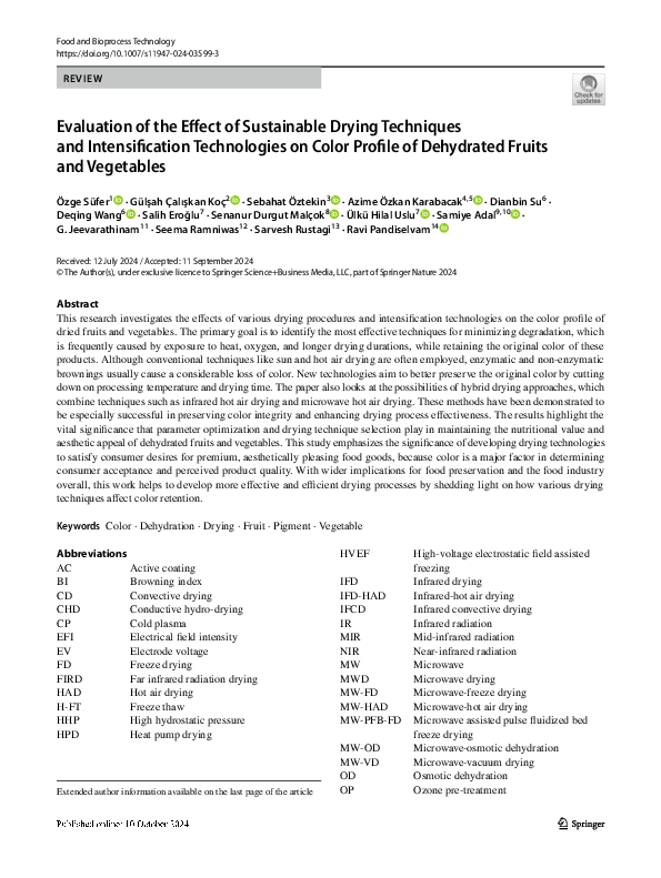(PDF) Evaluation of the Effect of Sustainable Drying Techniques and ...
