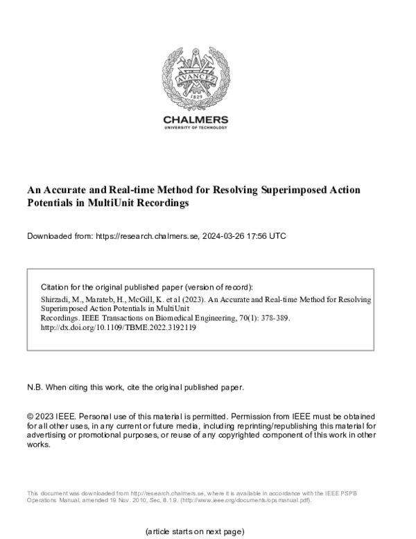 (PDF) An Accurate and Real-Time Method for Resolving Superimposed Action Potentials in MultiUnit ...