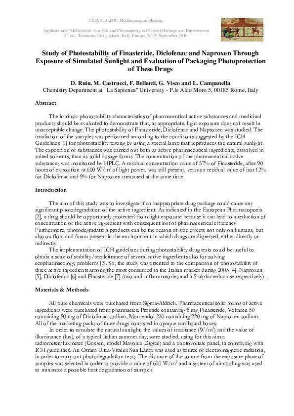 (PDF) Study of Photostability of Finasteride, Diclofenac and Naproxen ...