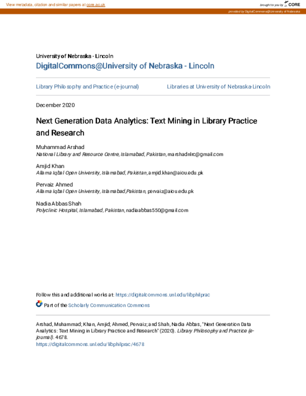 Pdf Next Generation Data Analytics Text Mining In Library Practice 7931