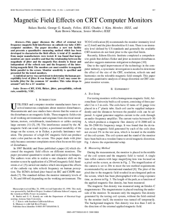 (PDF) Magnetic field effects on CRT computer monitors