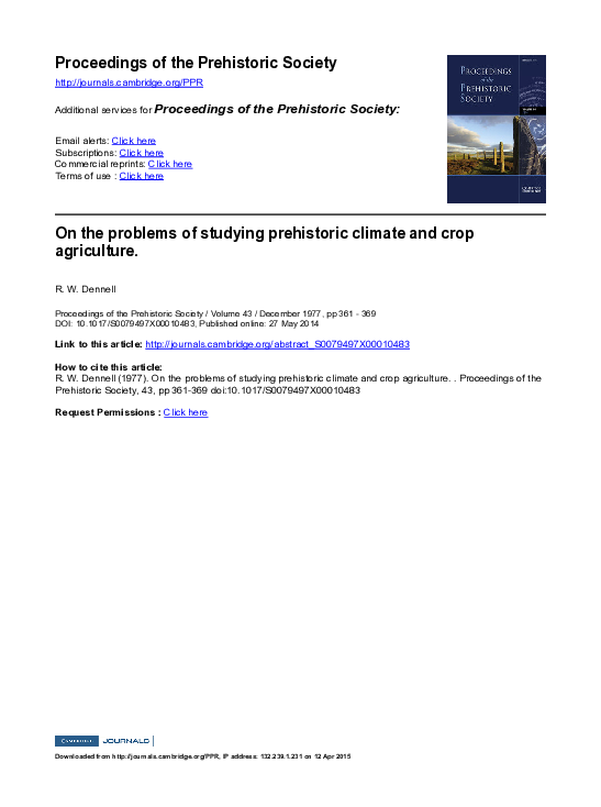 (PDF) On the problems of studying prehistoric climate and crop ...