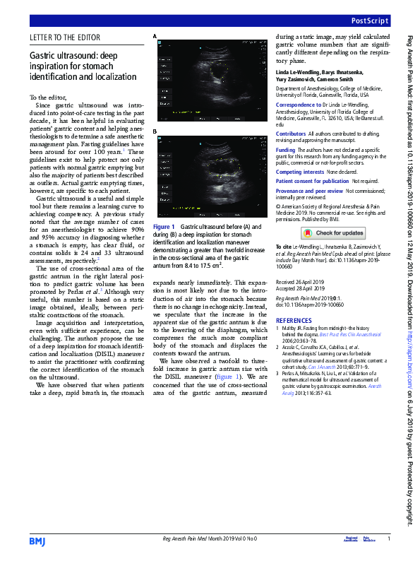 (PDF) Gastric ultrasound: deep inspiration for stomach identification ...