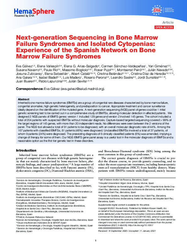 (PDF) Next-generation Sequencing in Bone Marrow Failure Syndromes and ...
