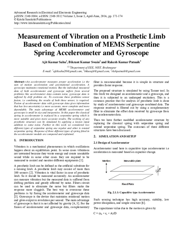 (PDF) Measurement of Vibration on a Prosthetic Limb Based on Combination of MEMS Serpentine ...