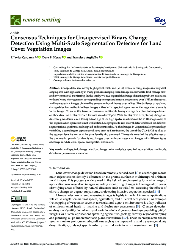 (PDF) Consensus Techniques for Unsupervised Binary Change Detection Using Multi-Scale ...