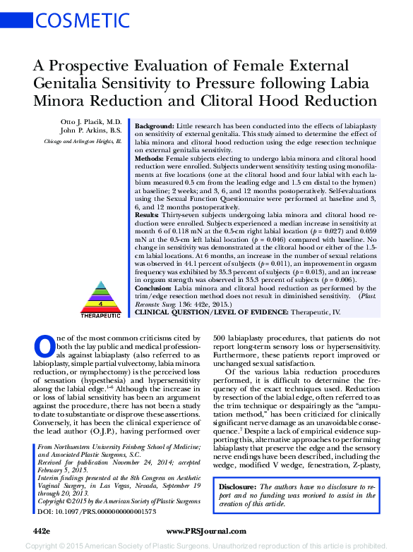 (PDF) A Prospective Evaluation of Female External Genitalia Sensitivity ...