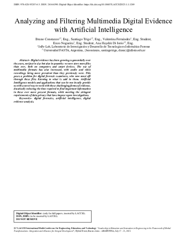 (PDF) Analyzing and Filtering Multimedia Digital Evidence with ...