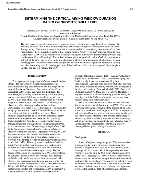 (PDF) Determining the Critical Aiming Window Duration Based On Shooter ...