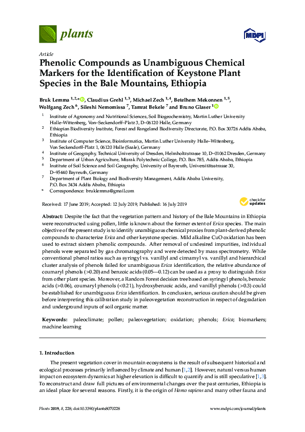 (PDF) Phenolic Compounds as Unambiguous Chemical Markers for the ...