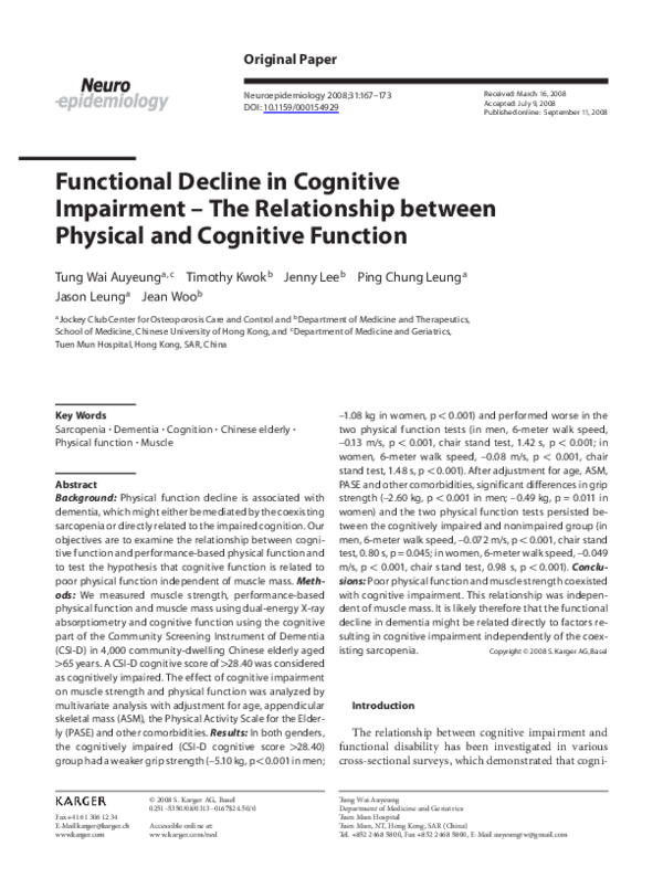 (PDF) Functional Decline in Cognitive Impairment – The Relationship between Physical and ...