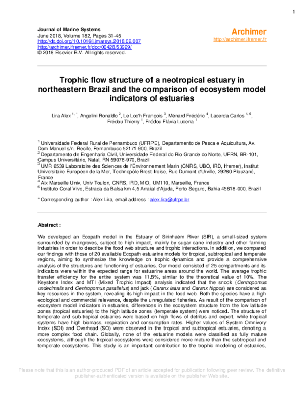 (PDF) Trophic flow structure of a neotropical estuary in northeastern ...