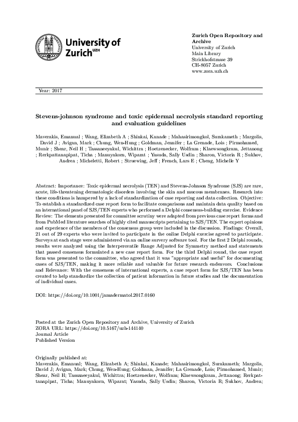(PDF) Stevens-johnson syndrome and toxic epidermal necrolysis standard ...