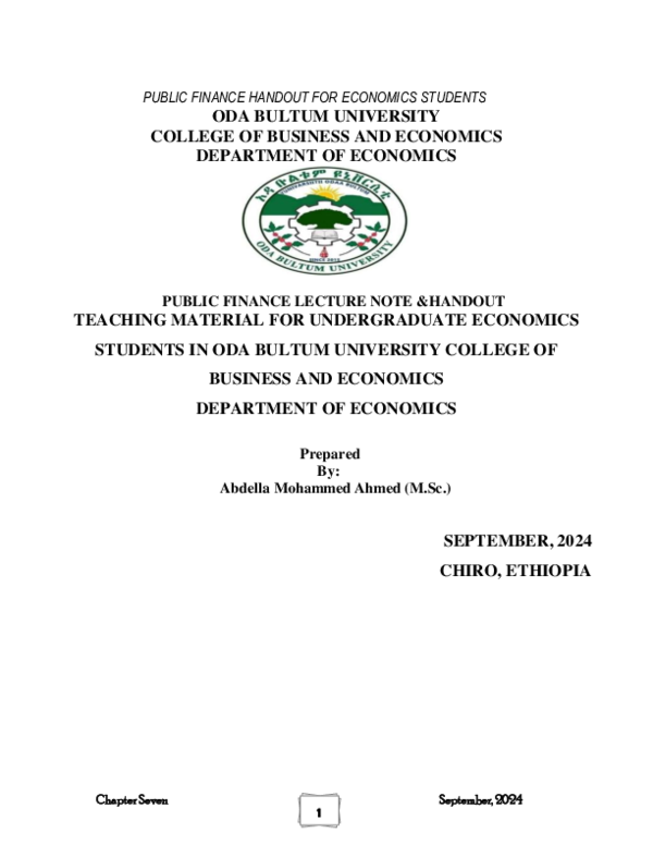 (PDF) PUBLIC FINANCE LECTURE NOTE &HANDOUT TEACHING MATERIAL FOR ...