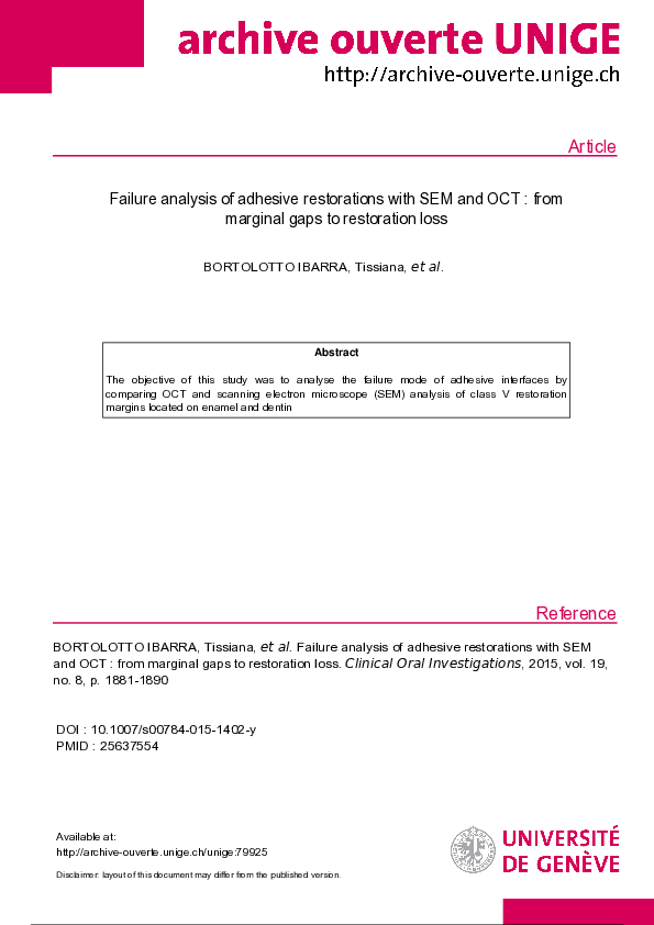 (PDF) Failure analysis of adhesive restorations with SEM and OCT: from ...