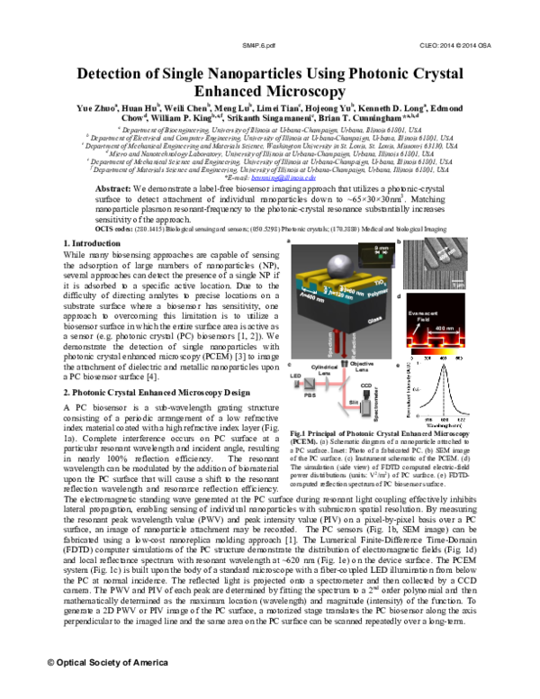 (PDF) Detection of Single Nanoparticles Using Photonic Crystal Enhanced ...