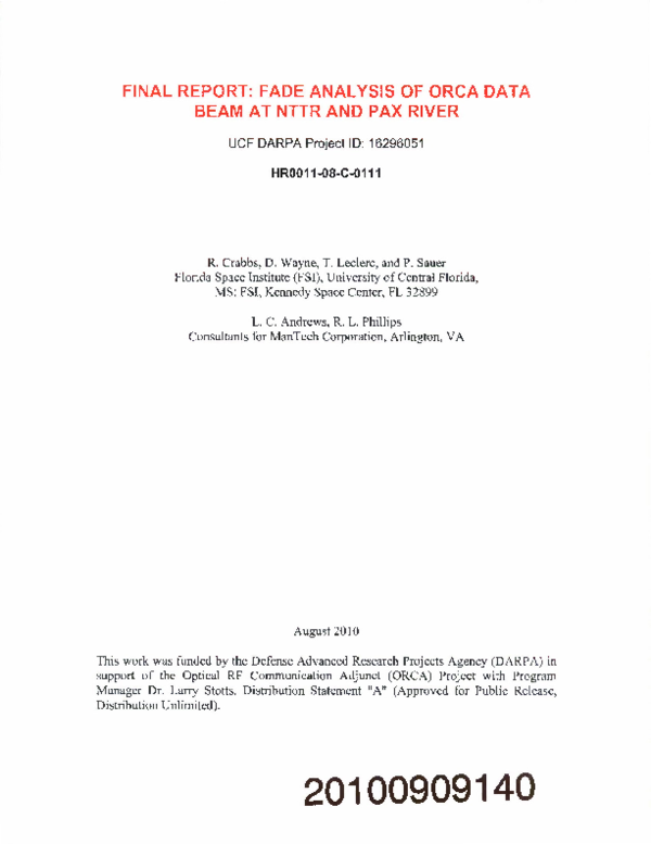 (PDF) Fade Analysis of ORCA DATA Beam at NTTR and Pax River