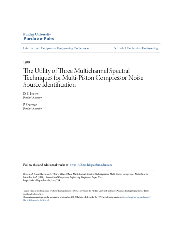 (PDF) The Utility of Three Multichannel Spectral Techniques for Multi-Piston Compressor Noise ...