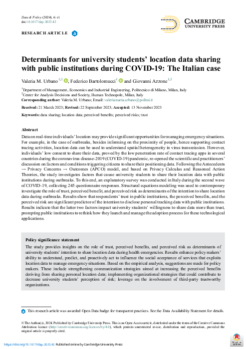 (PDF) Determinants for university students’ location data sharing with ...